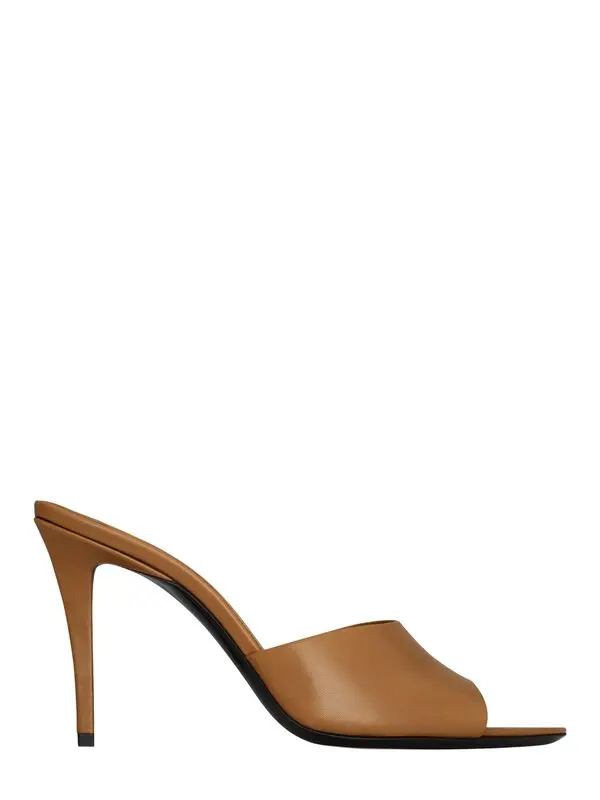 Saint Laurent Romy Mules In Smooth Leather - Macadamia