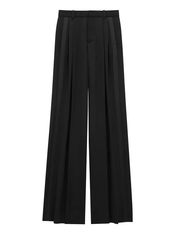 Saint Laurent Grain De Poudre Tuxedo Pants - Black