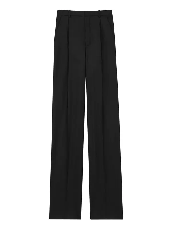 Saint Laurent High-waisted Wide-leg Cashmere Pants - Black