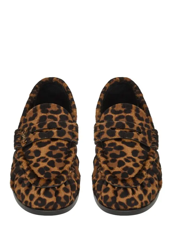 Saint Laurent Le Loafer Supple Pony Hair Leather Loafers - Leopard