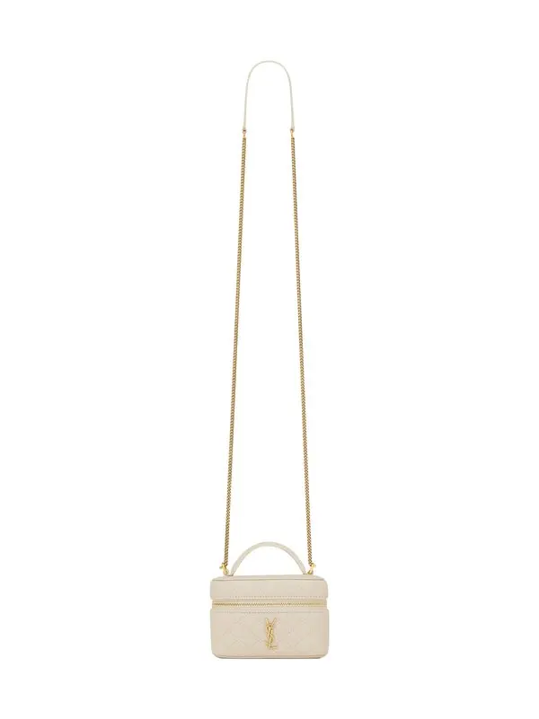 Saint Laurent Gaby Micro Vanity Bag In Lambskin - White