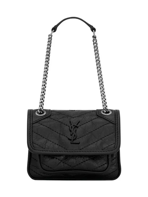 Saint Laurent Niki Micro Bag In Leather - Black
