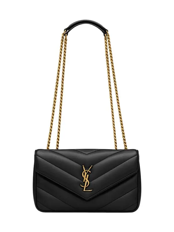 Saint Laurent Loulou Small In Matelassé Lambskin - Black