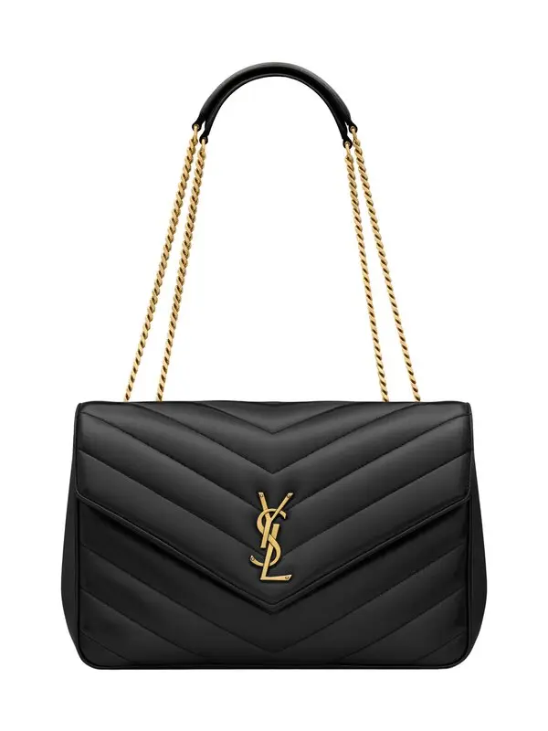 Saint Laurent Loulou Large Bag In Matelassé Lambskin - Black