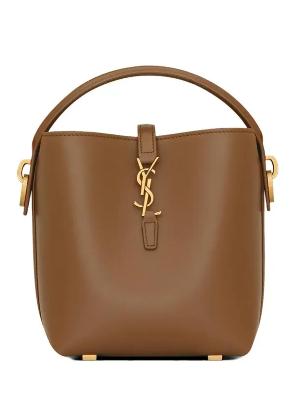 Saint Laurent Le 37 Mini Bucket Bag In Shiny Leather - Fox
