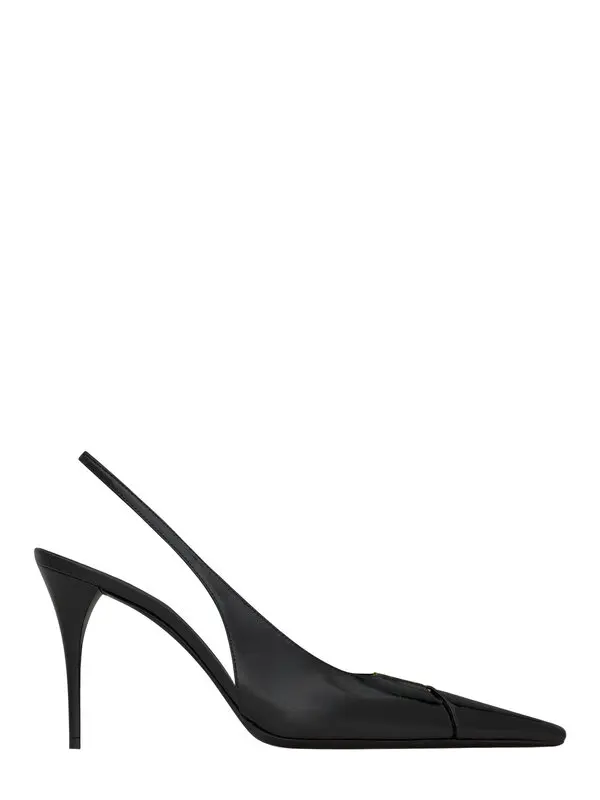 Saint Laurent Babylone Bretel Slingback Pumps In Smooth Leather - Black