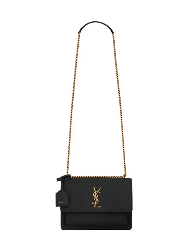 Saint Laurent Sunset Medium Bag In Smooth Leather - Black