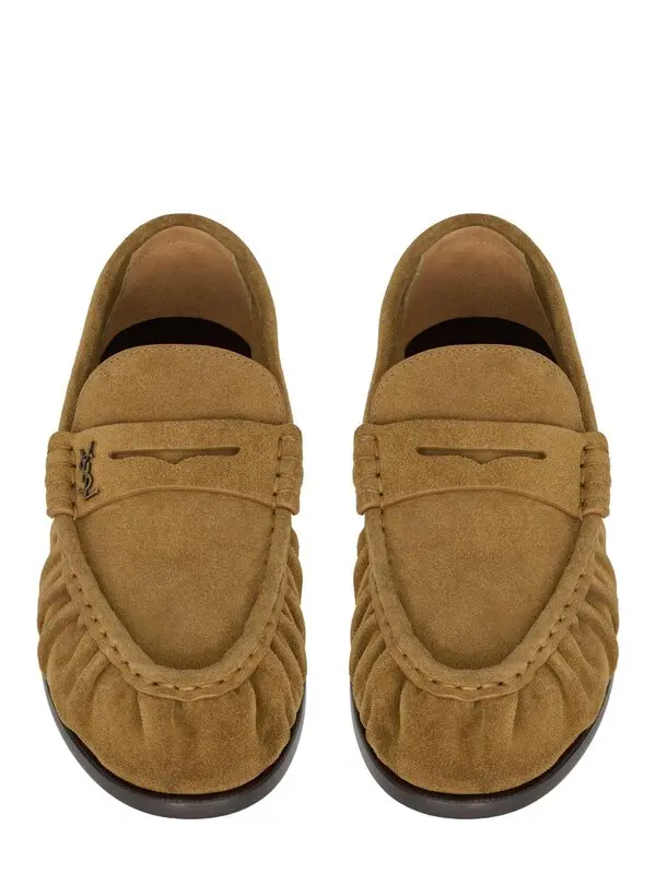Saint Laurent Le Loafer Supple Suede Penny Loafers - Cognac
