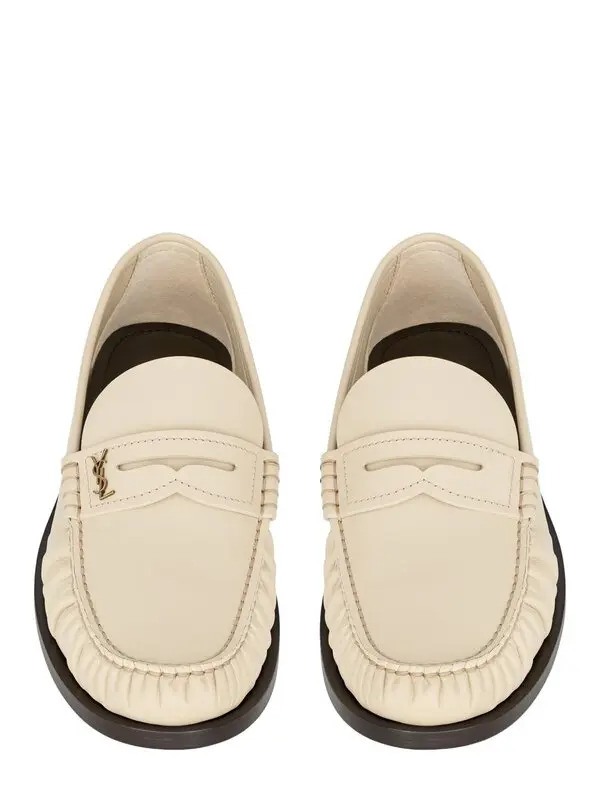 Saint Laurent Lauriat Loafers In Smooth Leather - White
