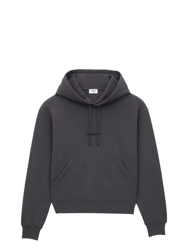 Saint Laurent Fleece Hoodie With Tonal Embroidery - Gris Fonce