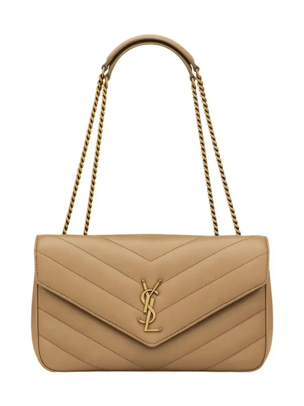 Saint Laurent Loulou Medium Matelassé Lambskin Bag - Natural Tan