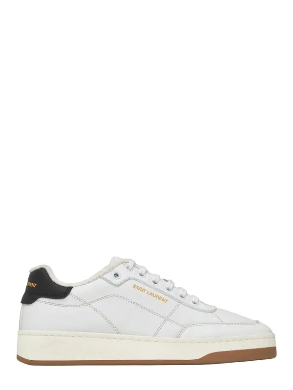 Saint Laurent Sl/61 Smooth Leather Lace-up Sneakers - White And Honey