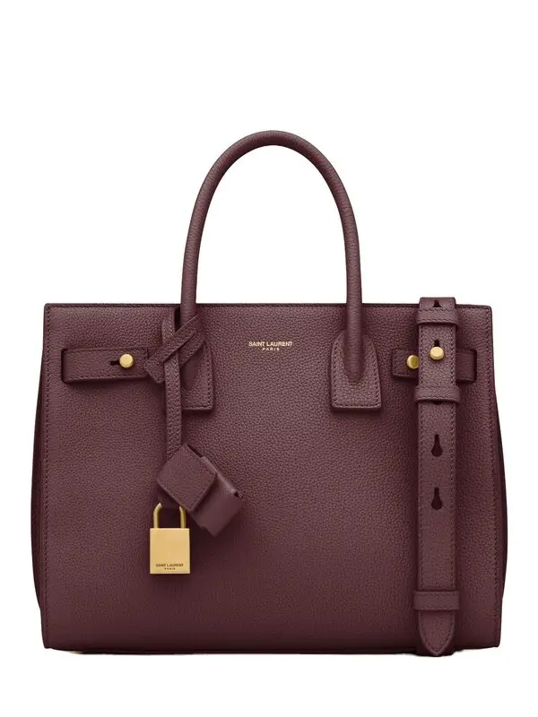 Saint Laurent Sac De Jour In Supple Grained Leather - Rouge Cabernet