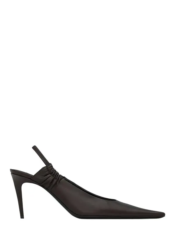 Saint Laurent Anne-marie Slingback Pumps In Smooth Leather - Eagle Brown