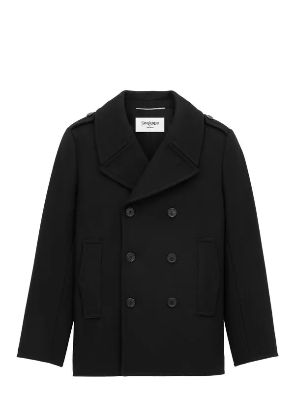 Saint Laurent Double-breasted Peacoat In Wool - Black