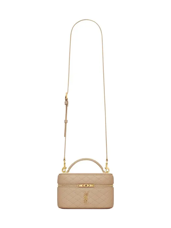 Saint Laurent Gaby Vanity Bag In Lambskin - Dk Toffee