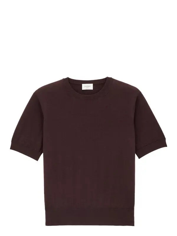 Saint Laurent Wool T-shirt Sweater - Marron