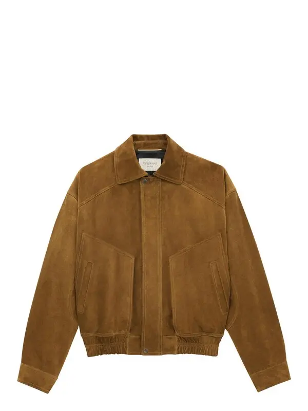 Saint Laurent Suede Bomber Jacket - Brun