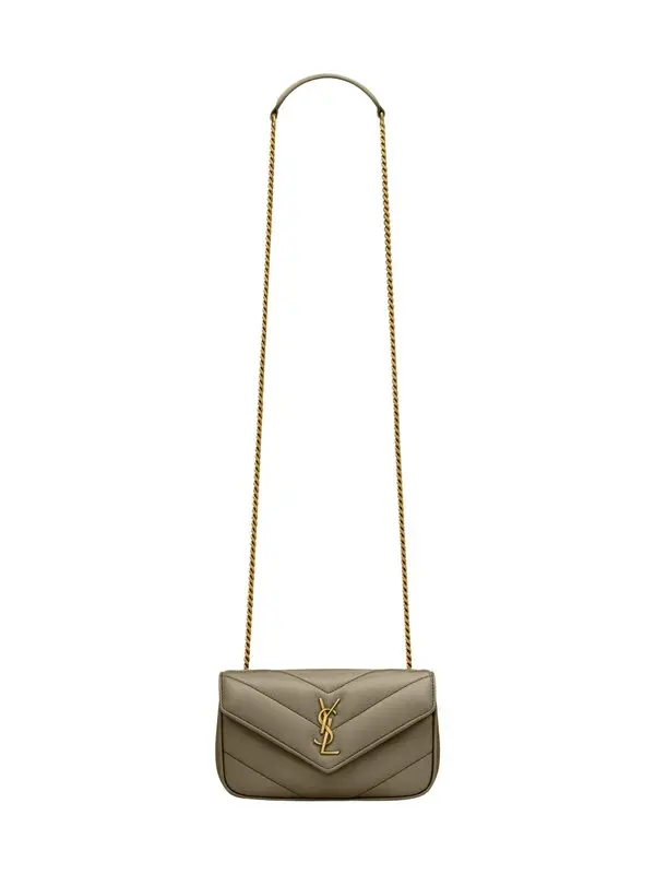 Saint Laurent Loulou Mini Bag In Lambskin - Dark Strong Moss