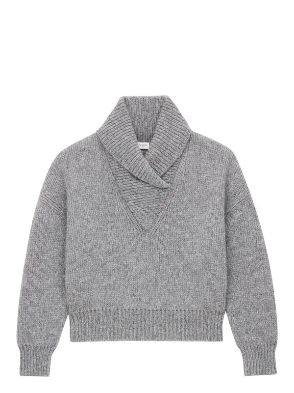Saint Laurent Shawl Collar Chunky Knit Sweater - Gris Chine