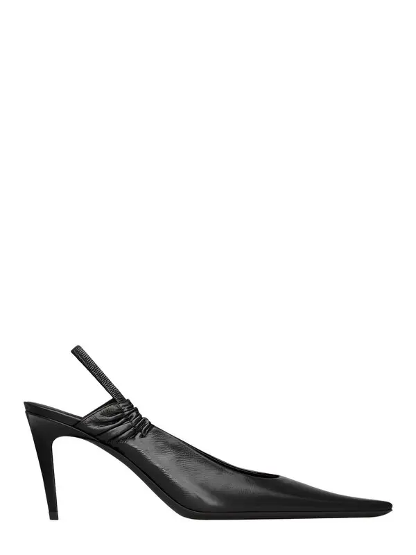 Saint Laurent Anne-marie Slingback Pumps In Smooth Leather - Black