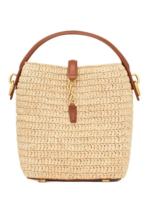 Saint Laurent Le 37 Mini Raffia Bucket Bag - Naturel
