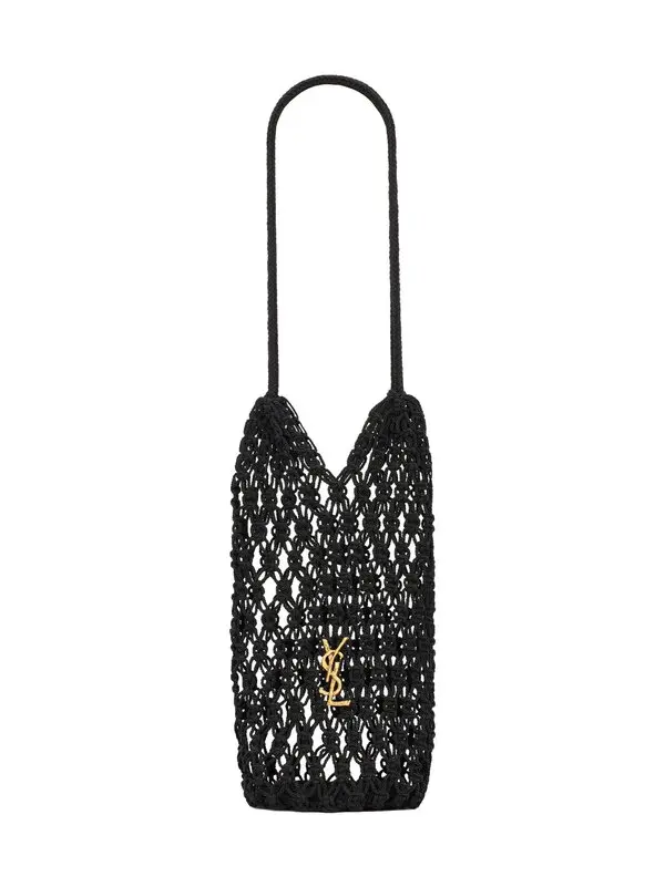 Saint Laurent Cassandre Large Crochet Tote - Black
