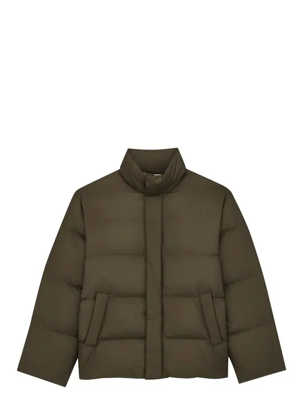 Saint Laurent Down Puffer Jacket In Water-repellent Canvas - Kaki Mat