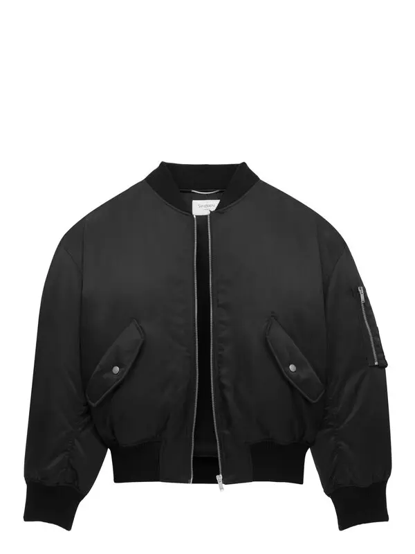 Saint Laurent Bomber Jacket In Water-repellent Nylon Serge - Black