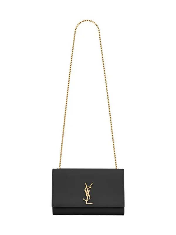 Saint Laurent Kate Medium Bag In Grain De Poudre Embossed Leather - Black