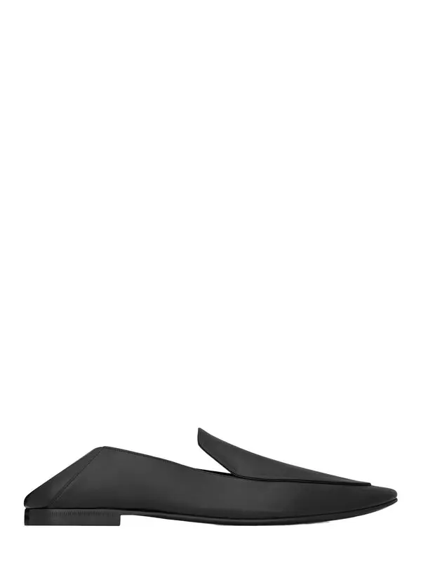 Saint Laurent Alain Slippers In Smooth Leather - Black