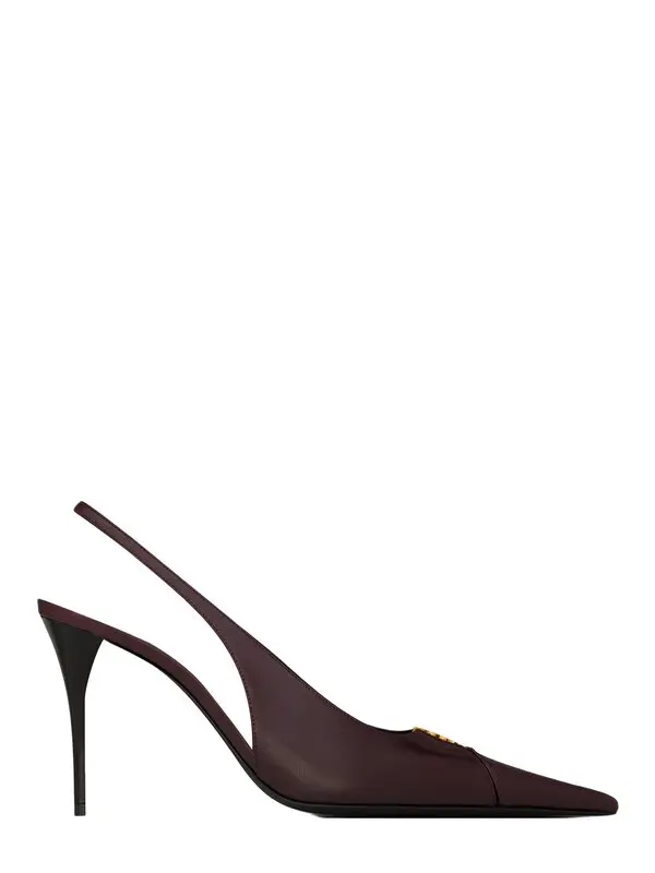 Saint Laurent Smooth Leather Slingback Pumps - Burgundy