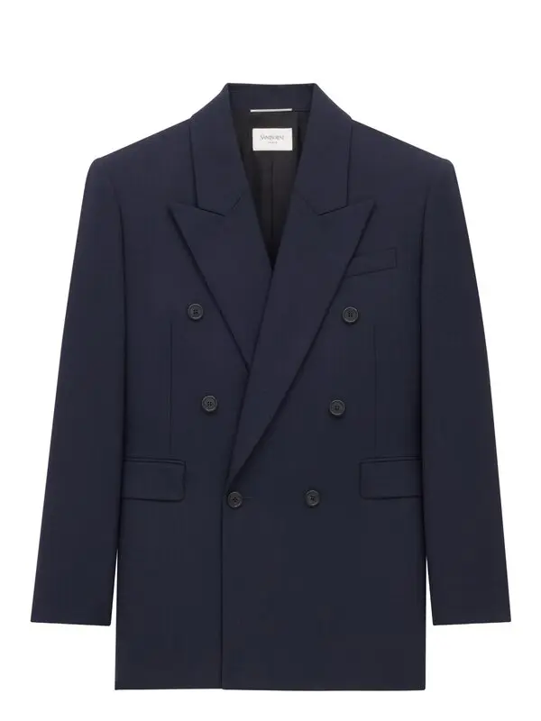 Saint Laurent Double-breasted Wool Jacket - Marine