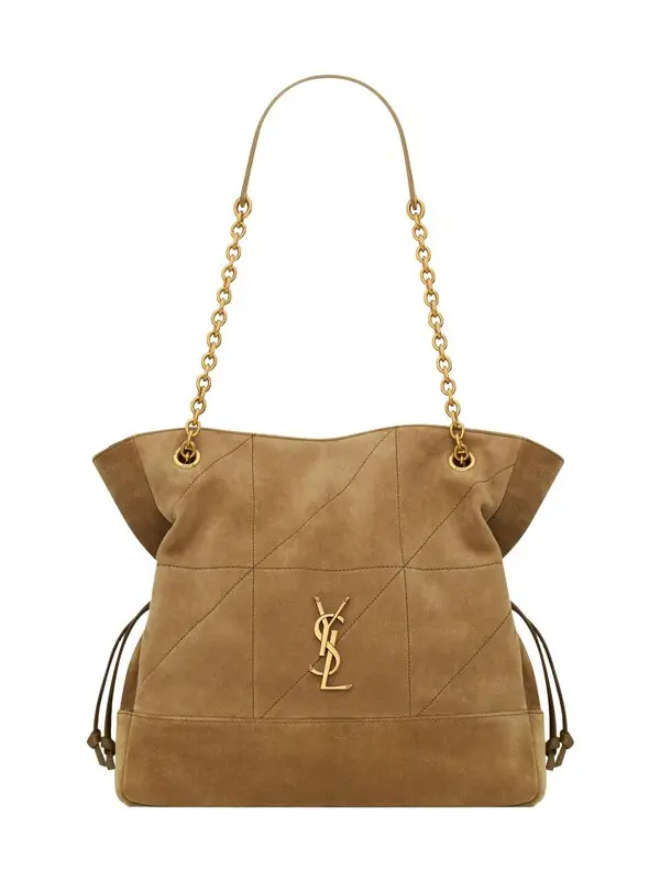 Saint Laurent Small Jamie Shopping Bag In Suede - Golden Leaf