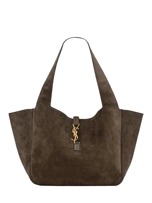 Saint Laurent Le 5 À 7 Bea Tote In Suede - Light Musk