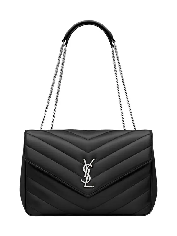 Saint Laurent Loulou Large Matelassé Lambskin Bag - Black
