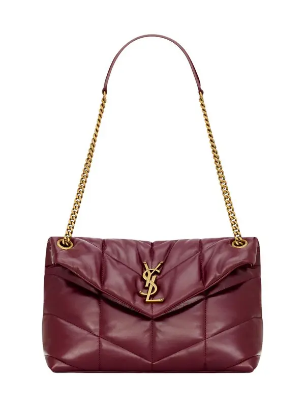 Saint Laurent Puffer Small Bag In Shiny Leather - Dark Ruby