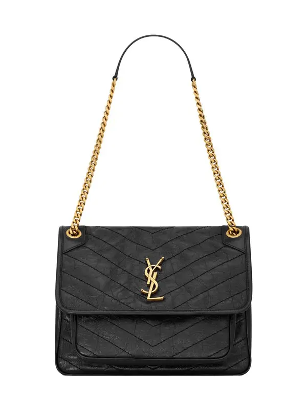 Saint Laurent Niki Medium Bag In Vintage Leather - Black