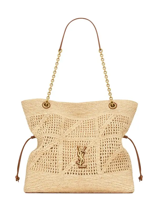 Saint Laurent Jamie Shopping Raffia Tote - Natural And Brick