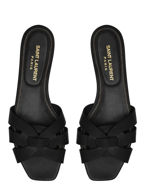 Saint Laurent Tribute Flat Sandals - Black