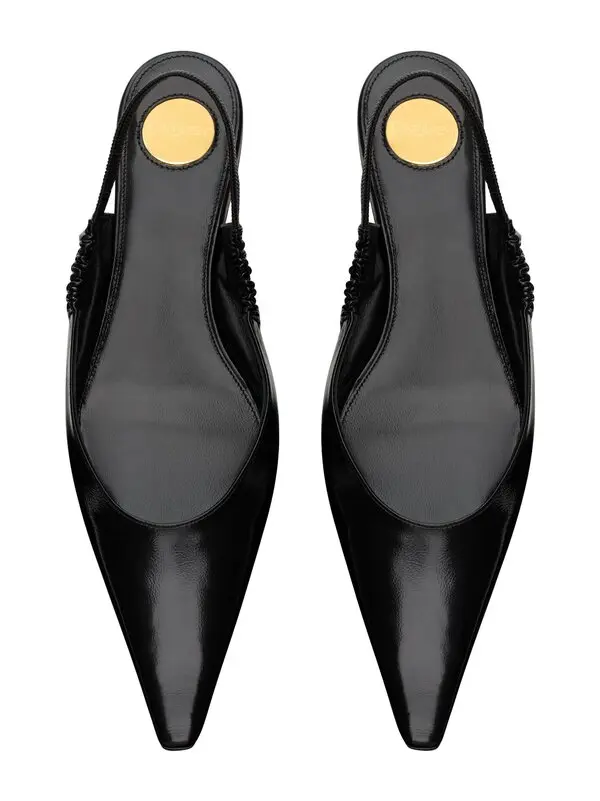 Saint Laurent Anne-marie Slingback Flats In Smooth Leather - Black