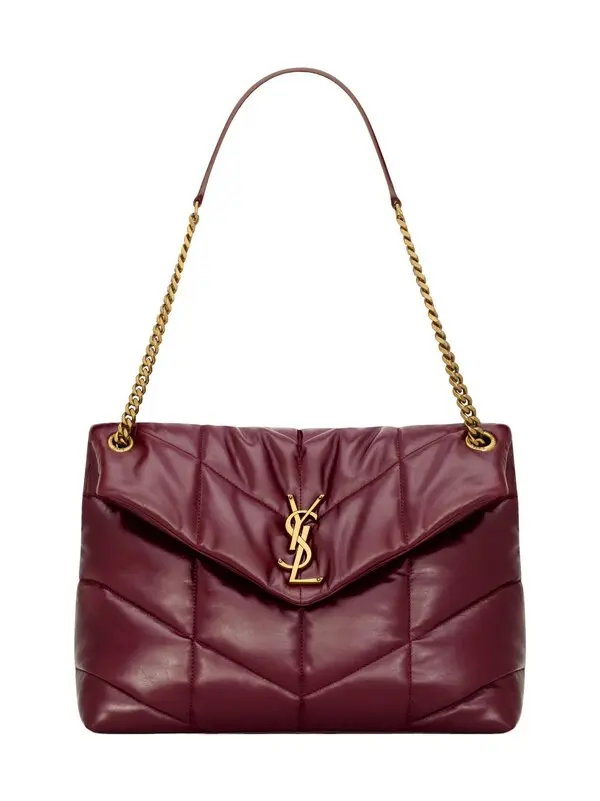 Saint Laurent Puffer Medium In Shiny Leather - Dark Ruby