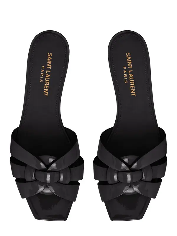 Saint Laurent Tribute Mules In Patent Leather - Black