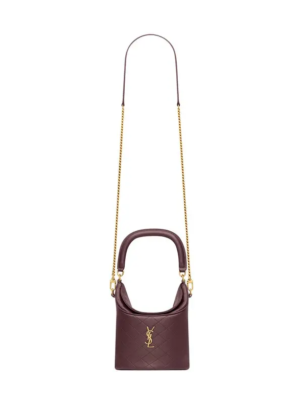Saint Laurent Gaby Bucket Bag In Lambskin - Rouge Cabernet