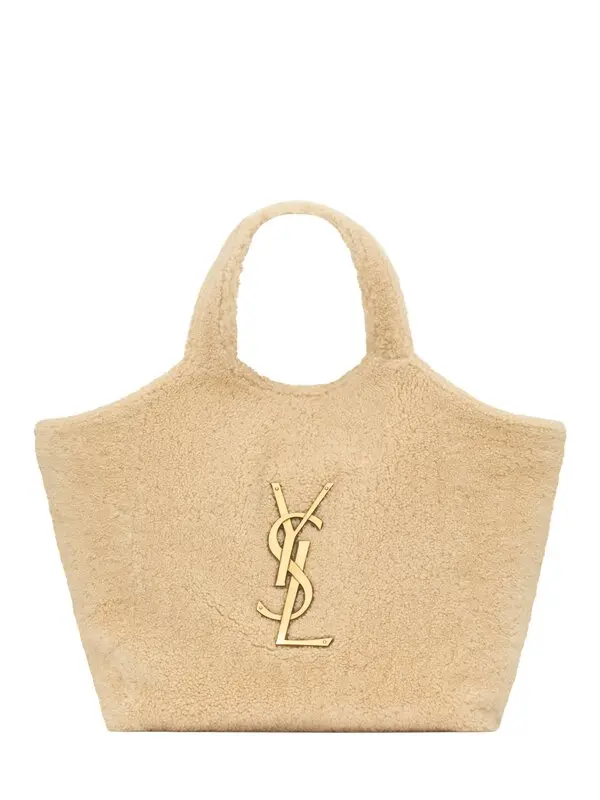 Saint Laurent Icare Maxi Tote In Shearling - Natural