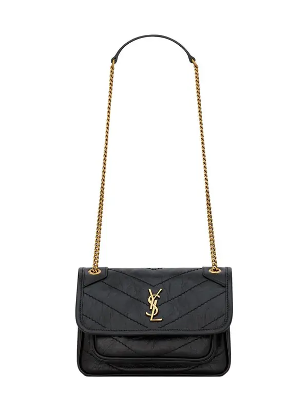 Saint Laurent Niki Mini Bag In Vintage Leather - Black