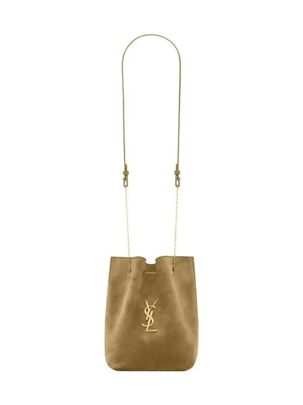 Saint Laurent Pochon In Suede - Barley Green