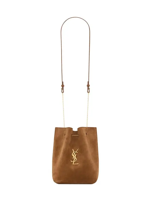 Saint Laurent Pochon In Suede - Caramel Cognac