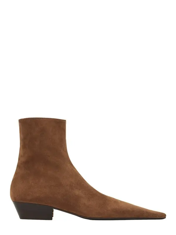 Saint Laurent Jill Suede Ankle Boots - Dark Havana