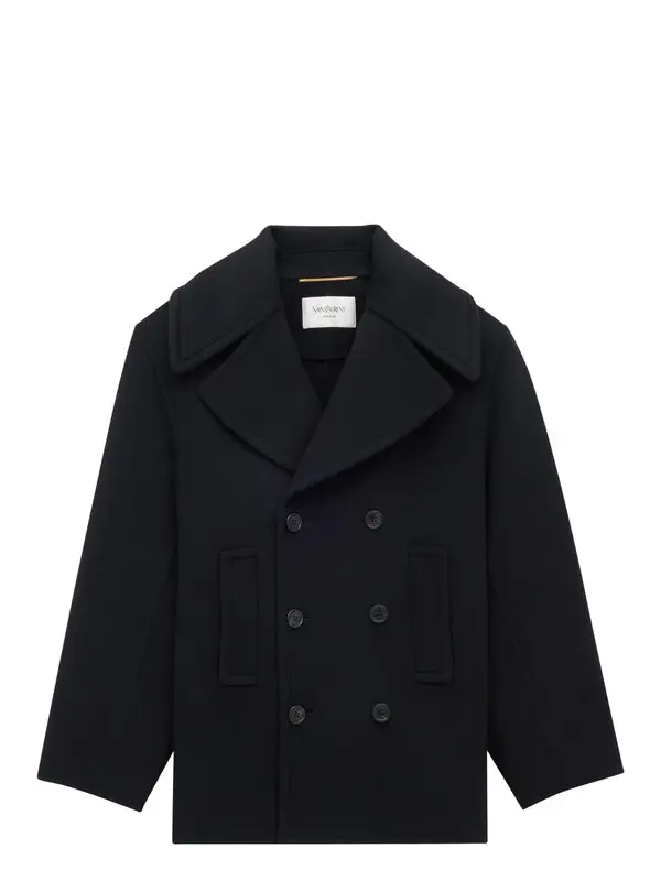 Saint Laurent Wool Peacoat - Noir Profond